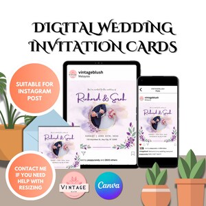Trendy 2024 Editable Digital Wedding Invitation Template Customizable ...