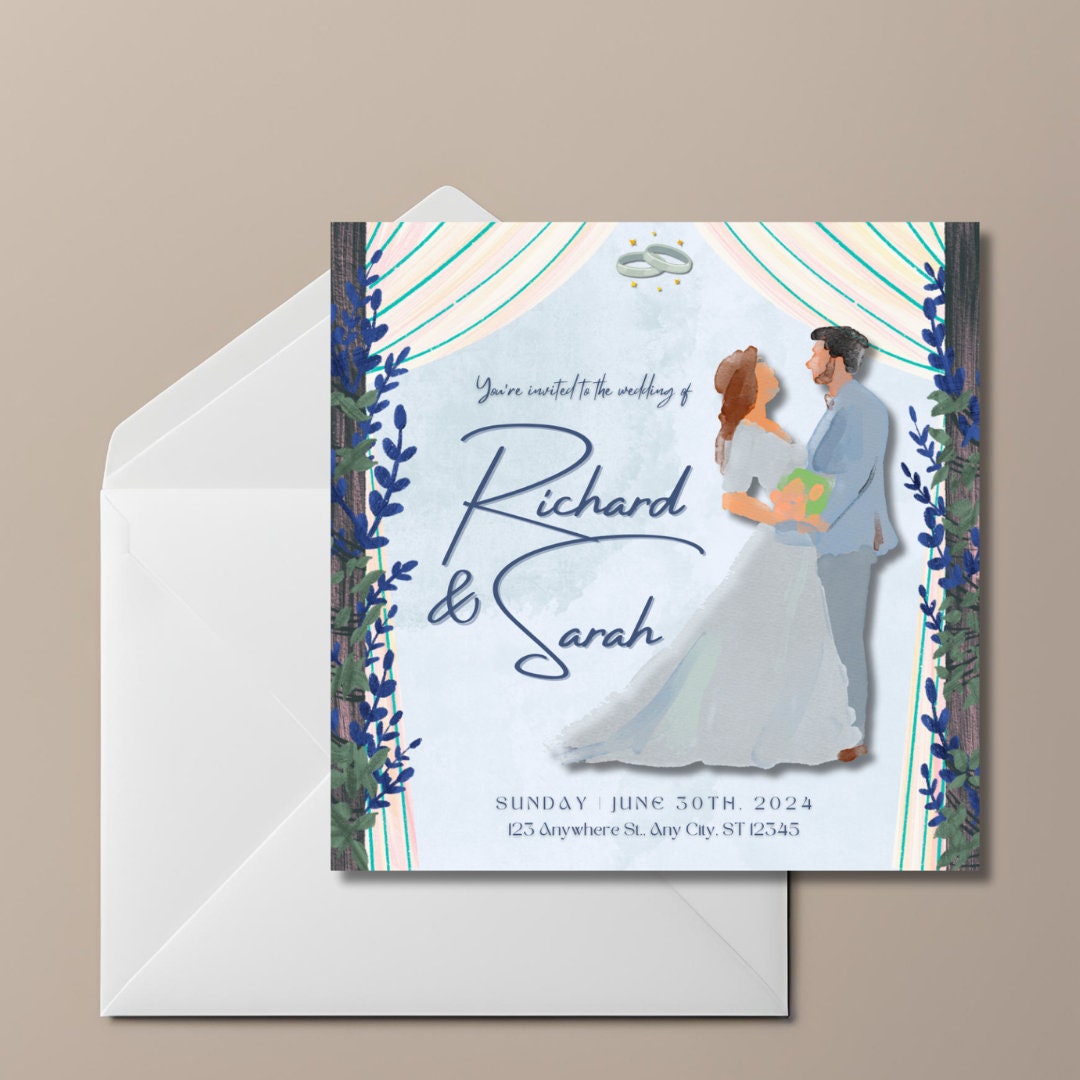Trendy 2024 Editable Digital Wedding Invitation Template Customizable ...
