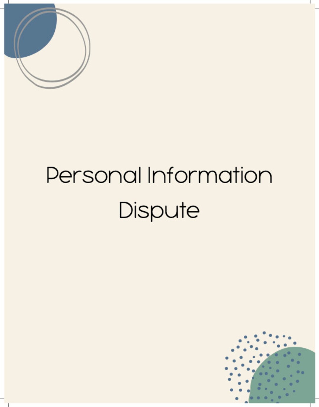 Personal Information Dispute Template - Etsy