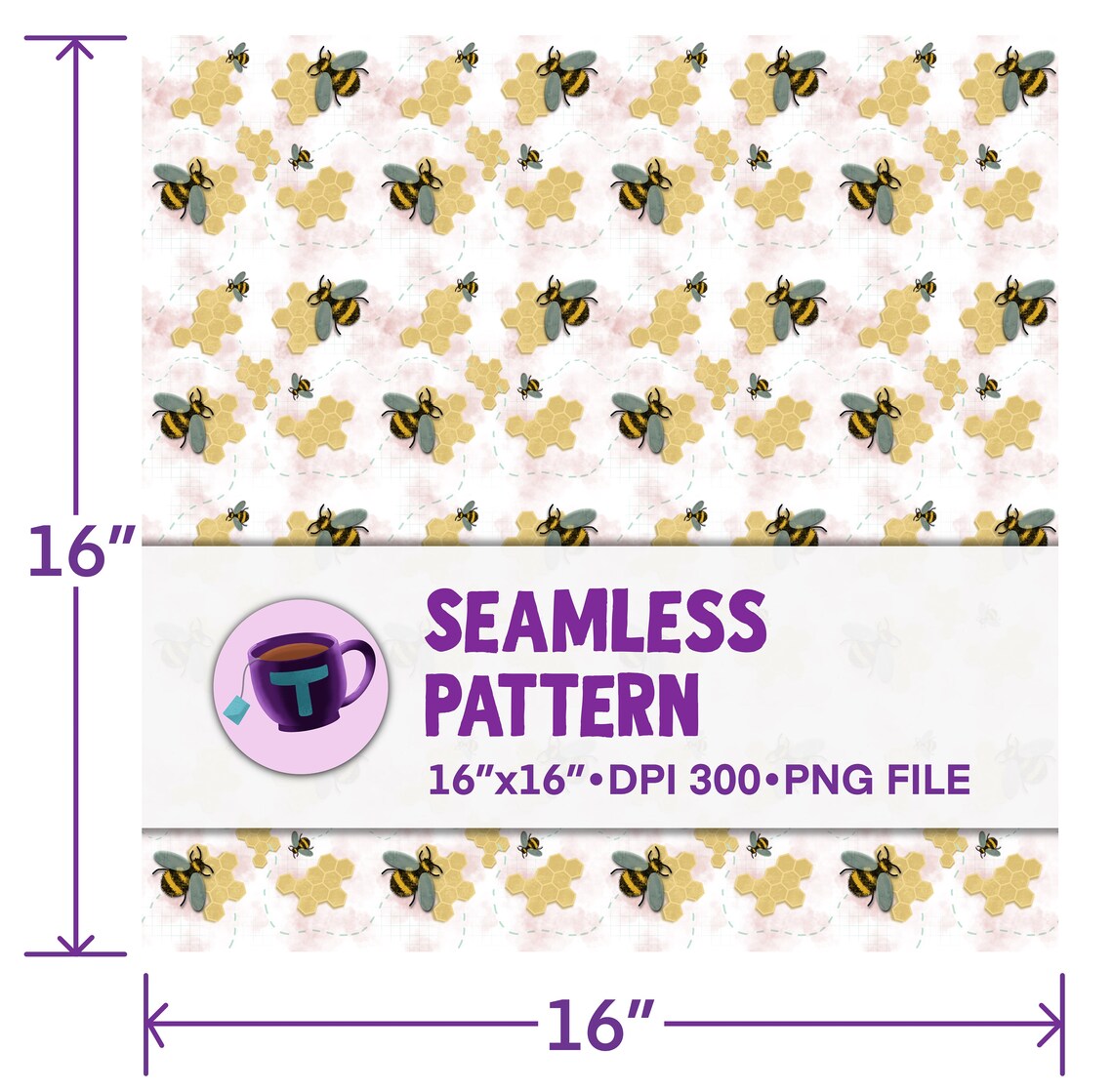 Bee Hive Seamless Pattern- Seamless Repeat Pattern for Fabric ...