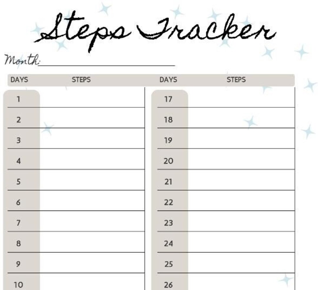 Steps Tracker Printable - Etsy