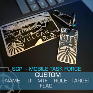 SCP Foundation Keychain: Custom MTF Stainless Steel Tag & Name Card - Etsy