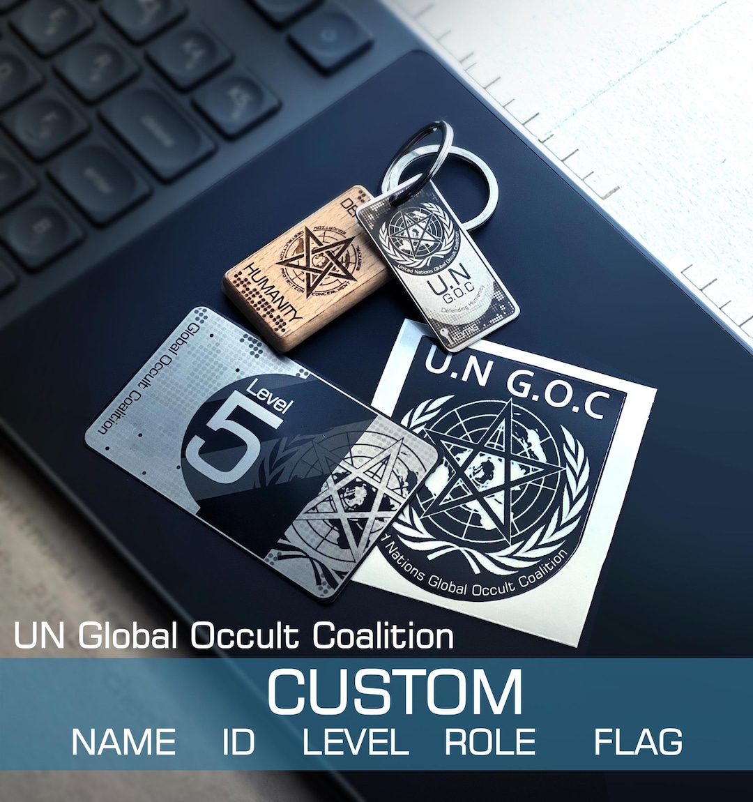Personalised GOC ID Kit: Metal + Wooden Keychain + Metallic Id Card ...