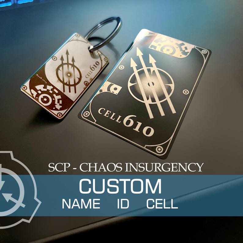 Personalised Engraved SCP Chaos Insurgency Keychain & Metal ID Card ...