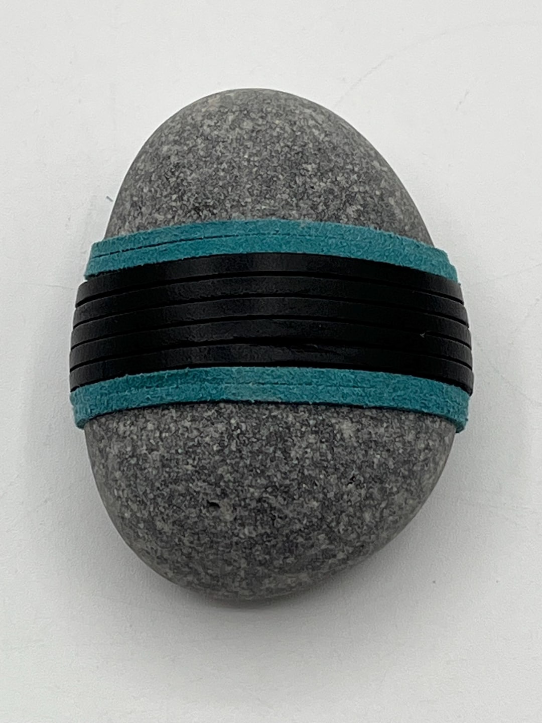 Turquoise & Black Leather Wrapped Stone - Etsy
