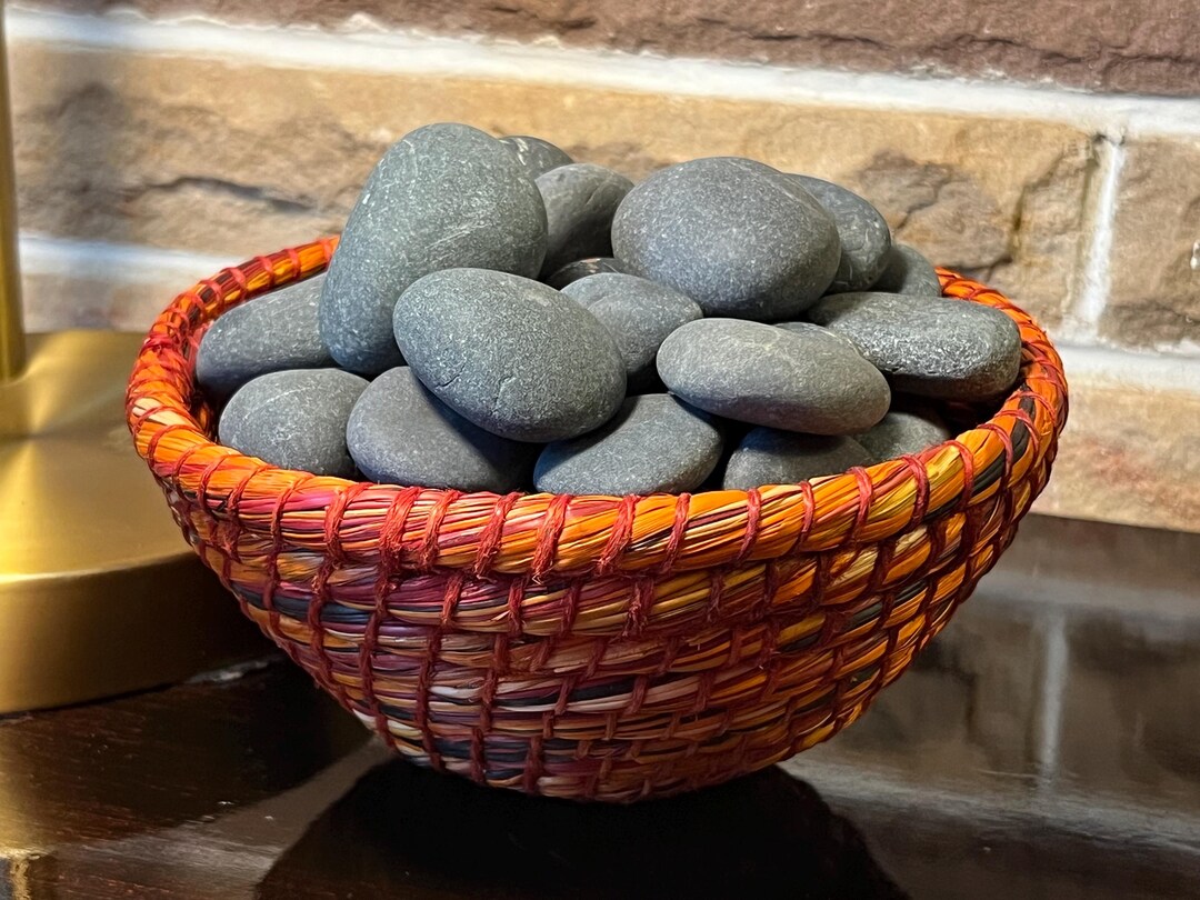 Lake Erie Black Stones in Fall Basket – Shiny Pocket Stones - Etsy