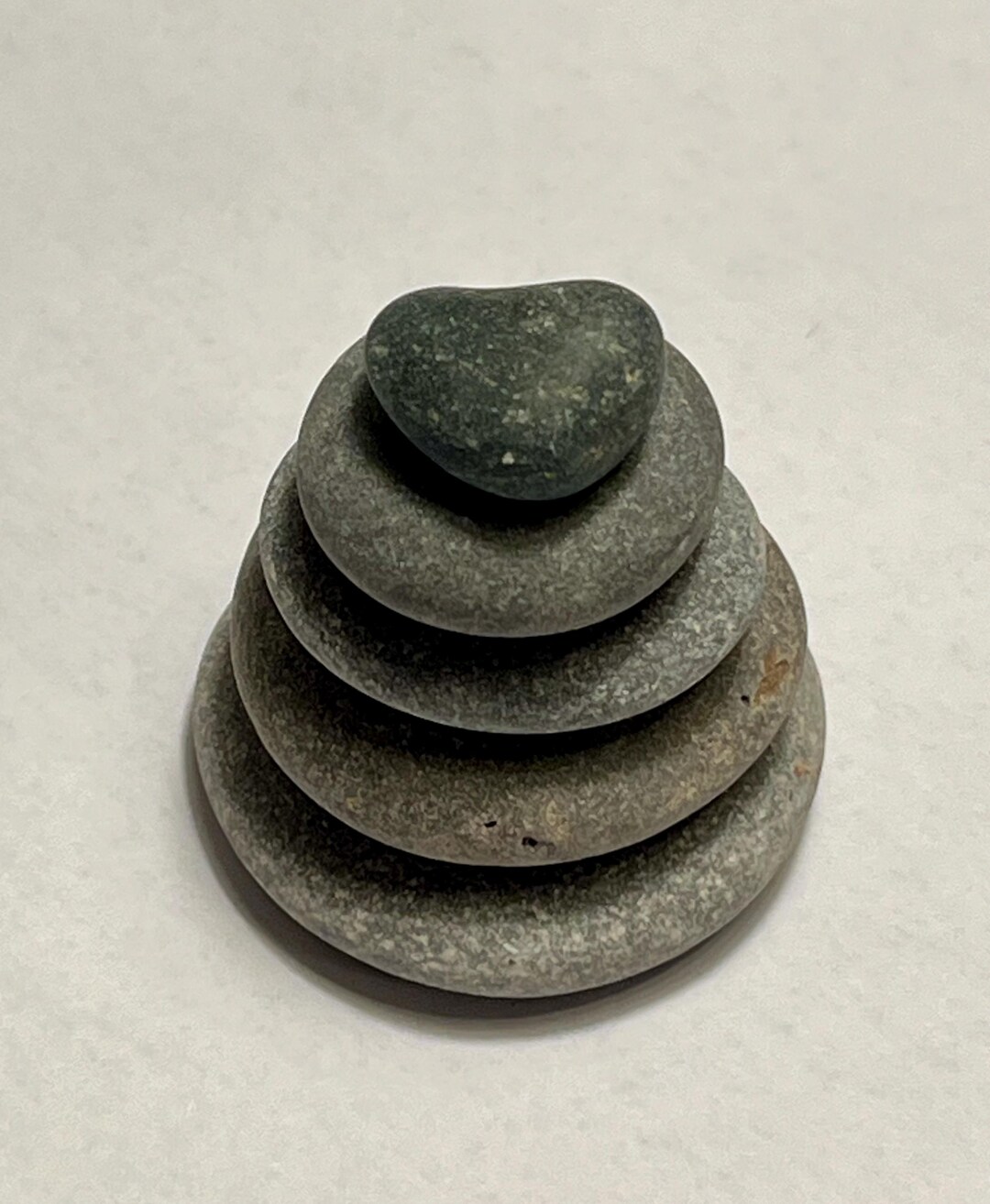 Miniature Lake Erie Cairn – Black Heart Stone on Gray Stack - Etsy
