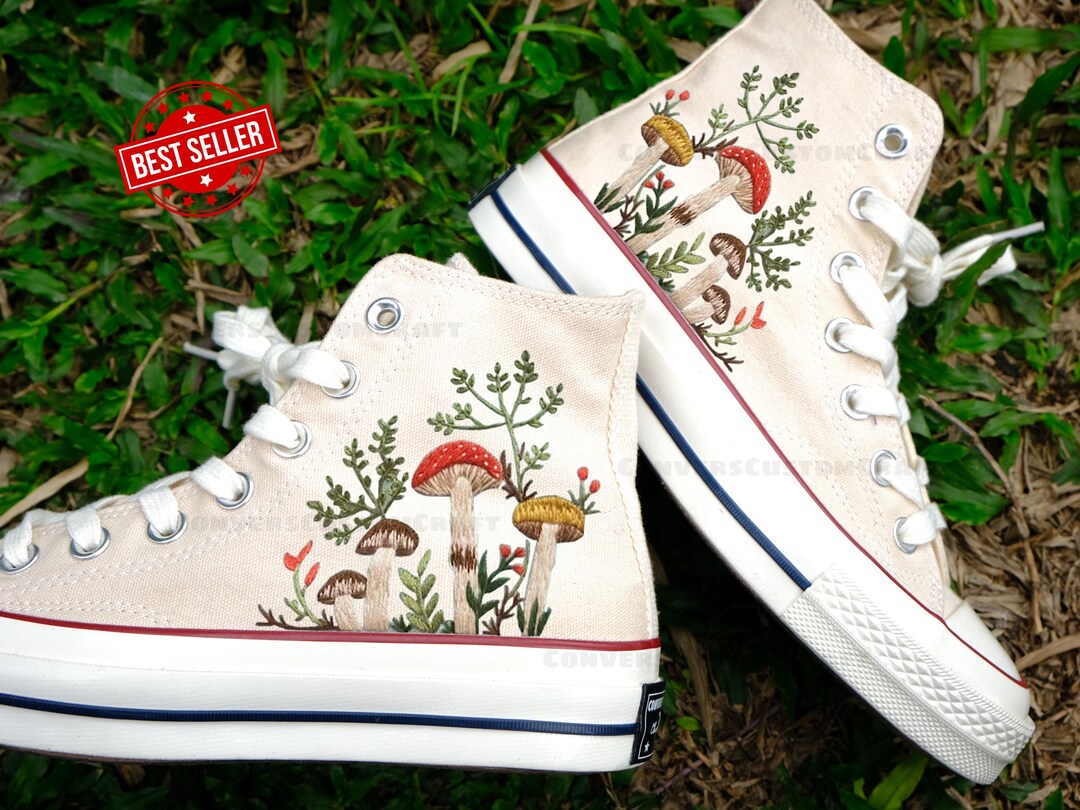 Custom Converse Chuck Taylor Mushrooms, Mushrooms Embroidered Sneakers ...