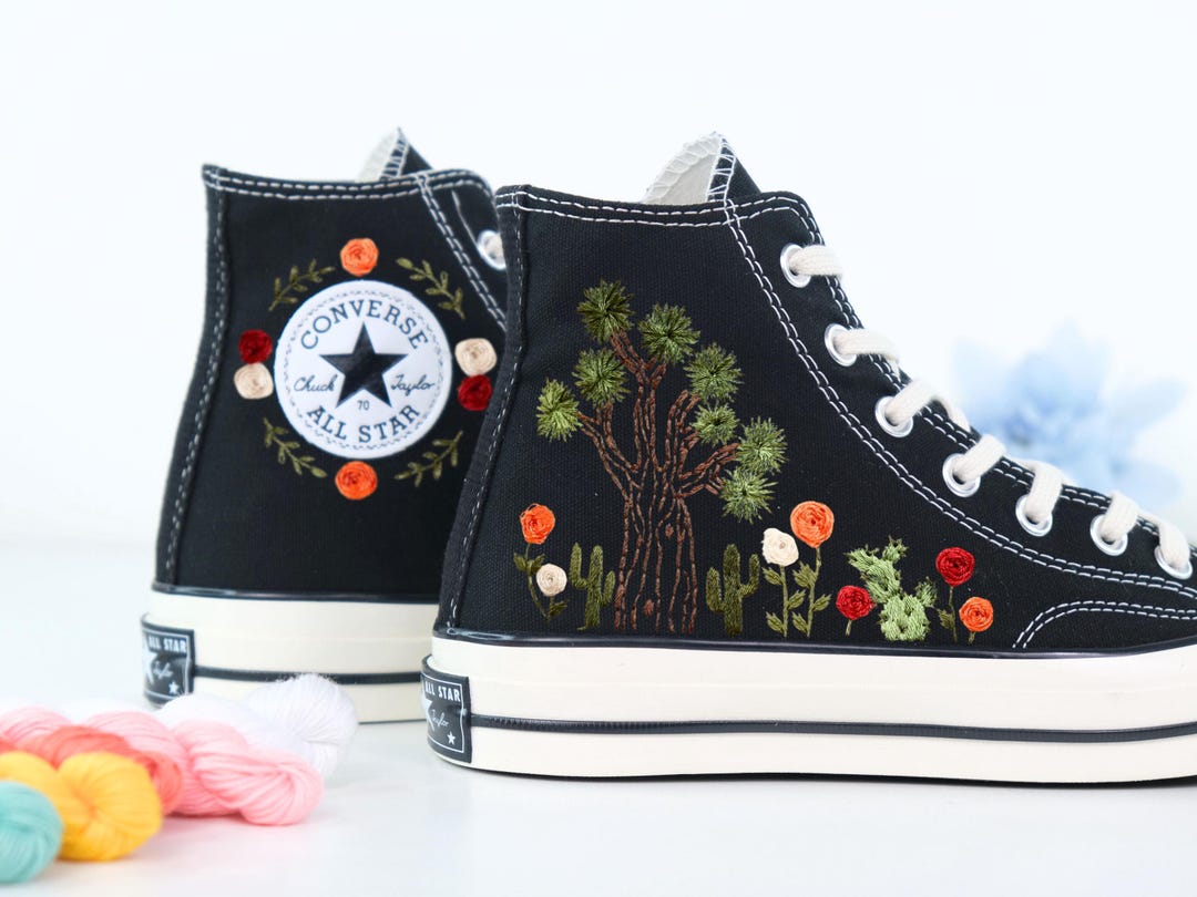 Custom Converse Embroidered Cactus Shoes, Cactus Embroidered Sneaker ...