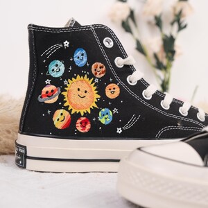 Solar System Embroidered Converse, Cosmic Galaxy Custom Sneakers ...