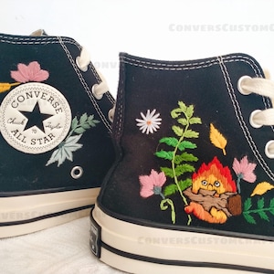 Custom Converse Embroidered/ Cute Fire Embroidered Converse/ Halloween ...