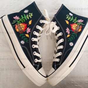 Custom Converse Embroidered/ Cute Fire Embroidered Converse/ Halloween ...