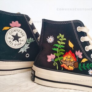 Custom Converse Embroidered/ Cute Fire Embroidered Converse/ Halloween ...