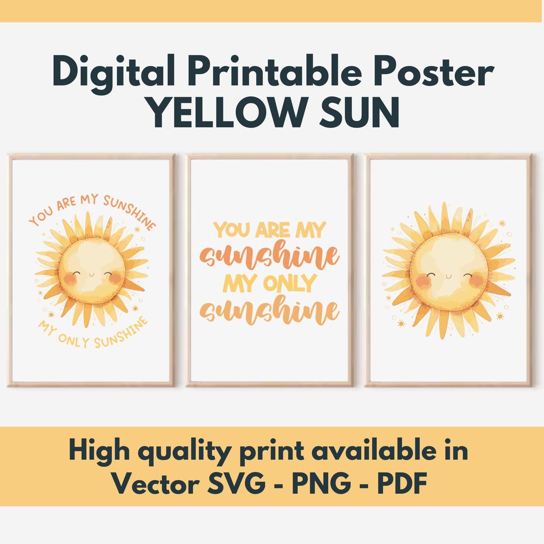 3 Yellow Sunshine Posters Cute Montessori Positive Classroom Playroom ...