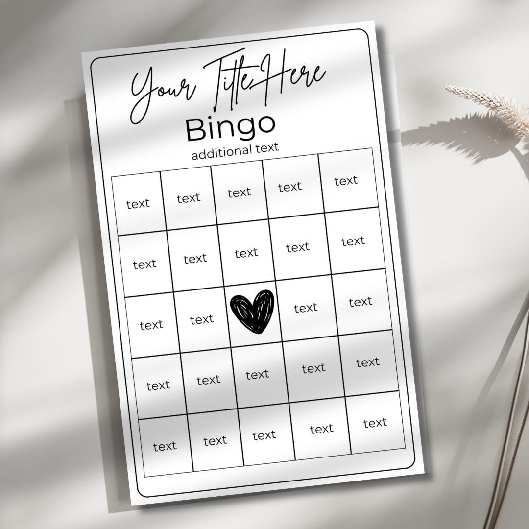 Editable Blank Bingo Card Template: Neutral Design (digital Download ...