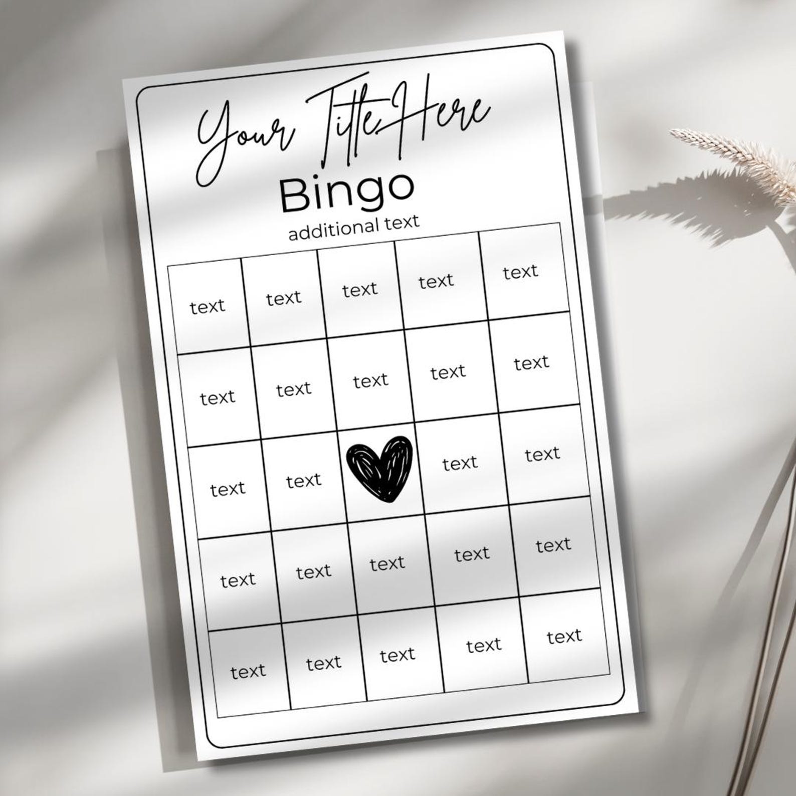 Editable Blank Bingo Card Template: Neutral Design (digital Download ...