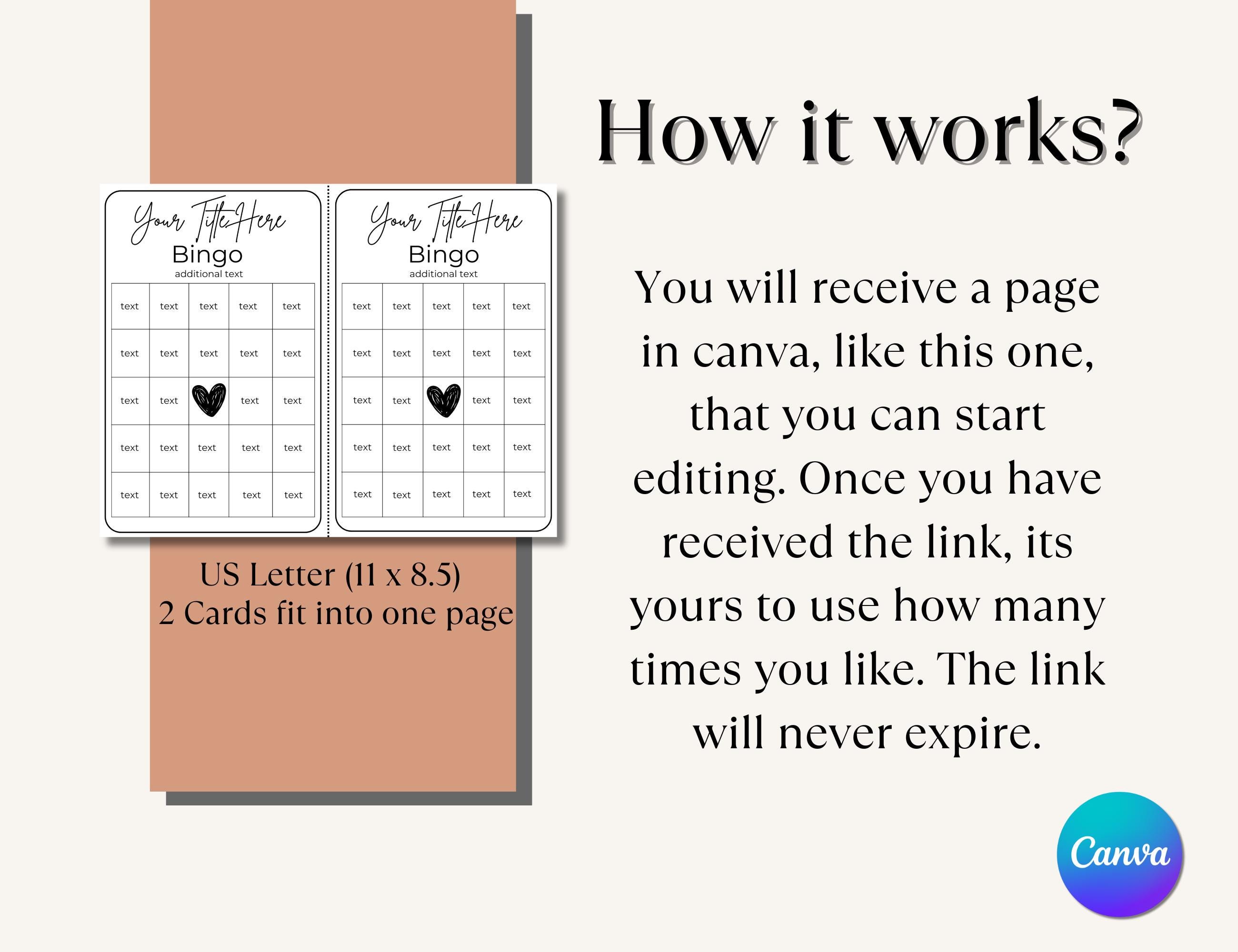 Editable Blank Bingo Card Template: Neutral Design (digital Download ...