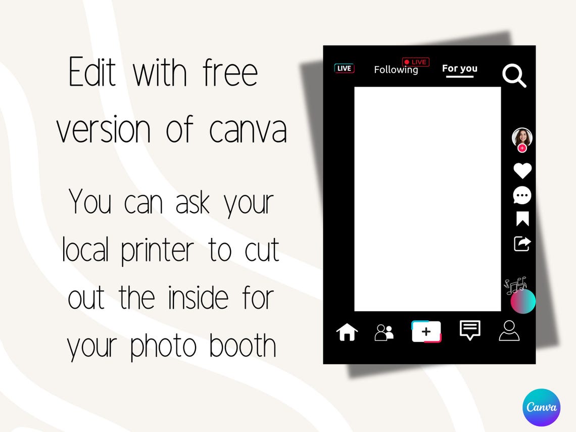 Tiktok Selfie Frame, Tiktok Photo Booth Frame, Social Media Birthday ...