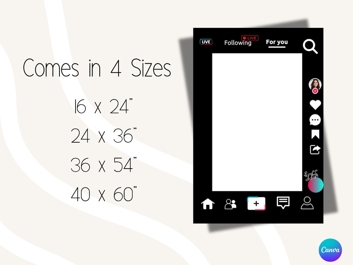 Tiktok Selfie Frame, Tiktok Photo Booth Frame, Social Media Birthday ...
