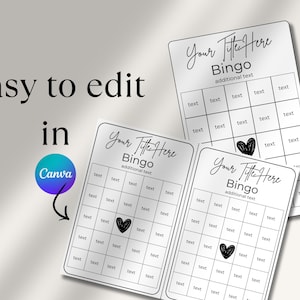 Editable Blank Bingo Card Template: Neutral Design (digital Download ...