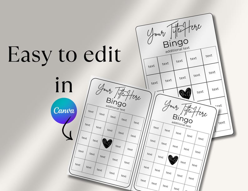 Editable Blank Bingo Card Template: Neutral Design (digital Download ...