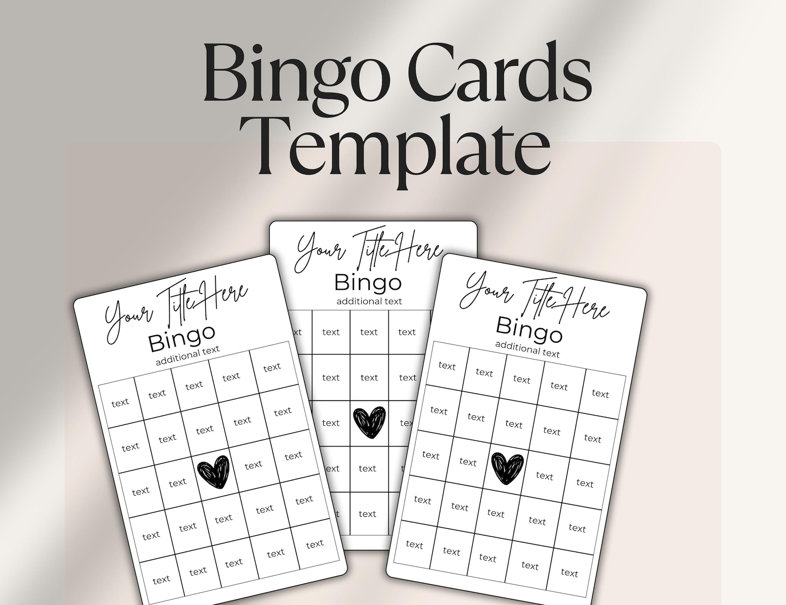 Editable Blank Bingo Card Template: Neutral Design (digital Download ...