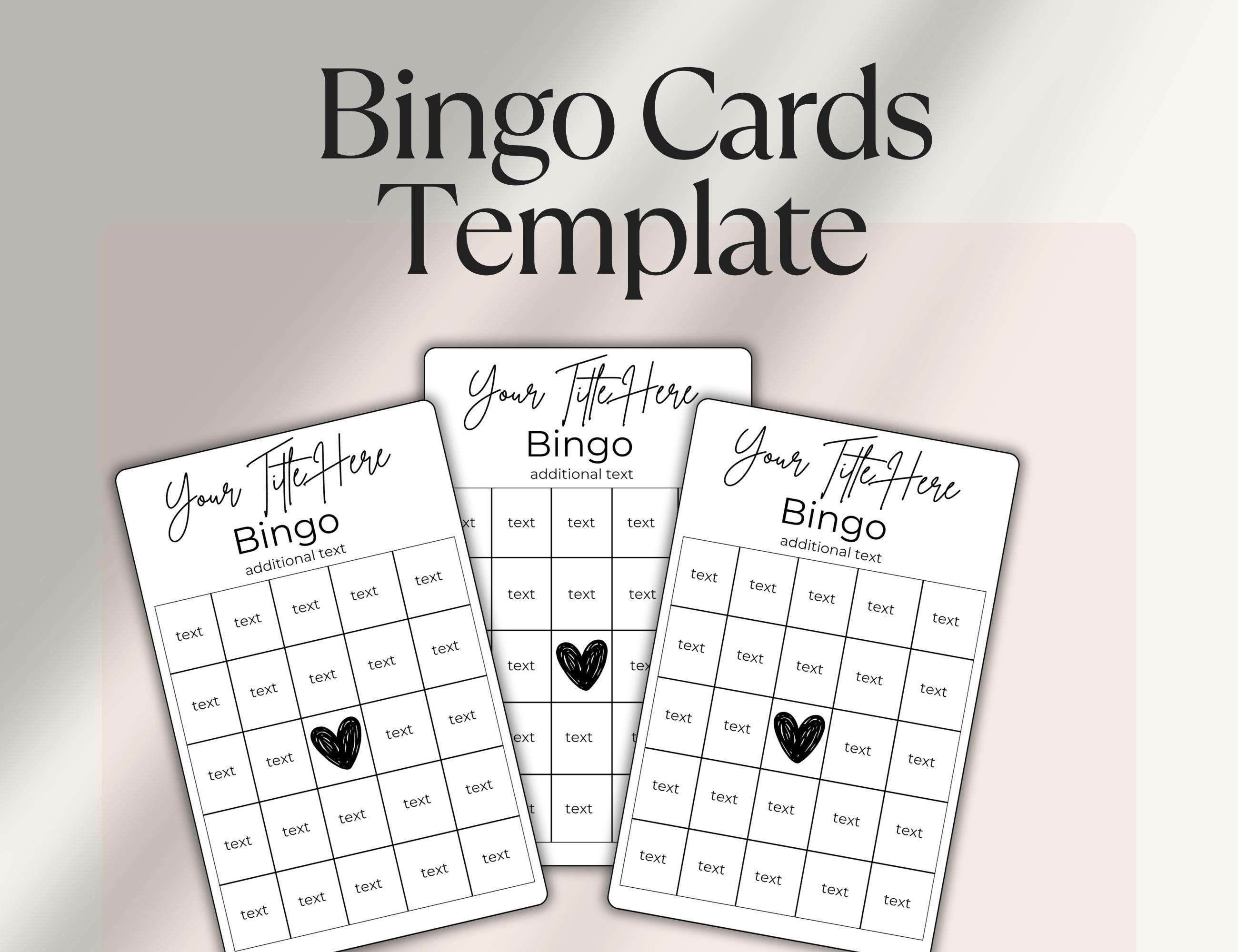 Editable Blank Bingo Card Template: Neutral Design (digital Download ...