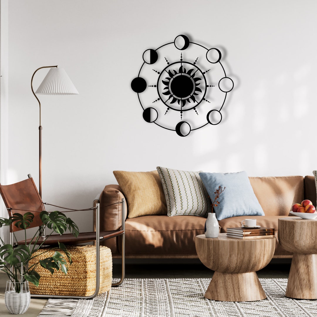 Moon Cycle Metal Wall Decor | Lunar Phase Wall Decor, Boho Moon Hanging ...