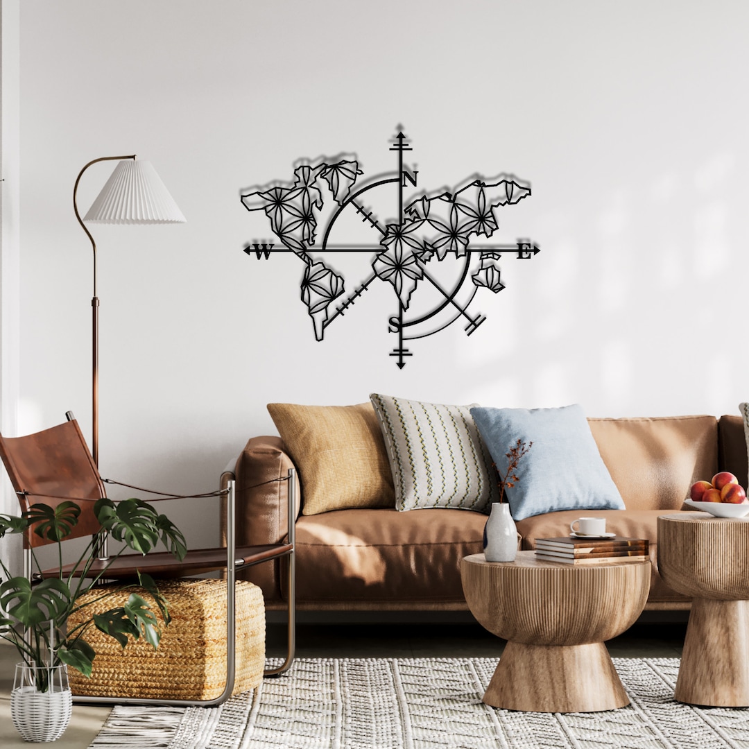 Metal World Map Continents Metal Wall Art Home Office Decoration Metal ...