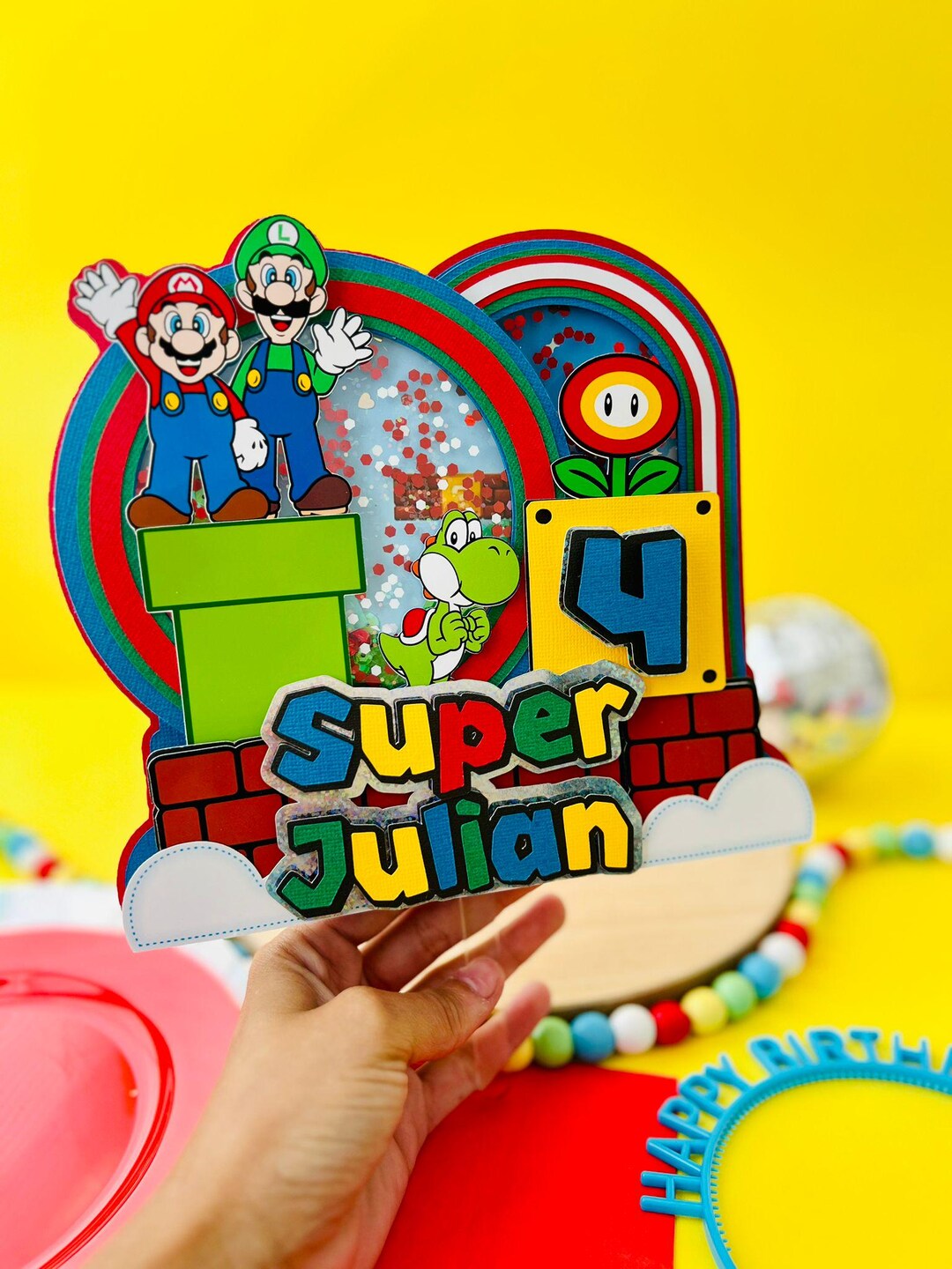 Super Mario Cake Topper Shaker- Super Mario Birthday - Super Mario ...