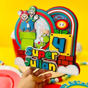 Super Mario Cake Topper Shaker- Super Mario Birthday - Super Mario ...