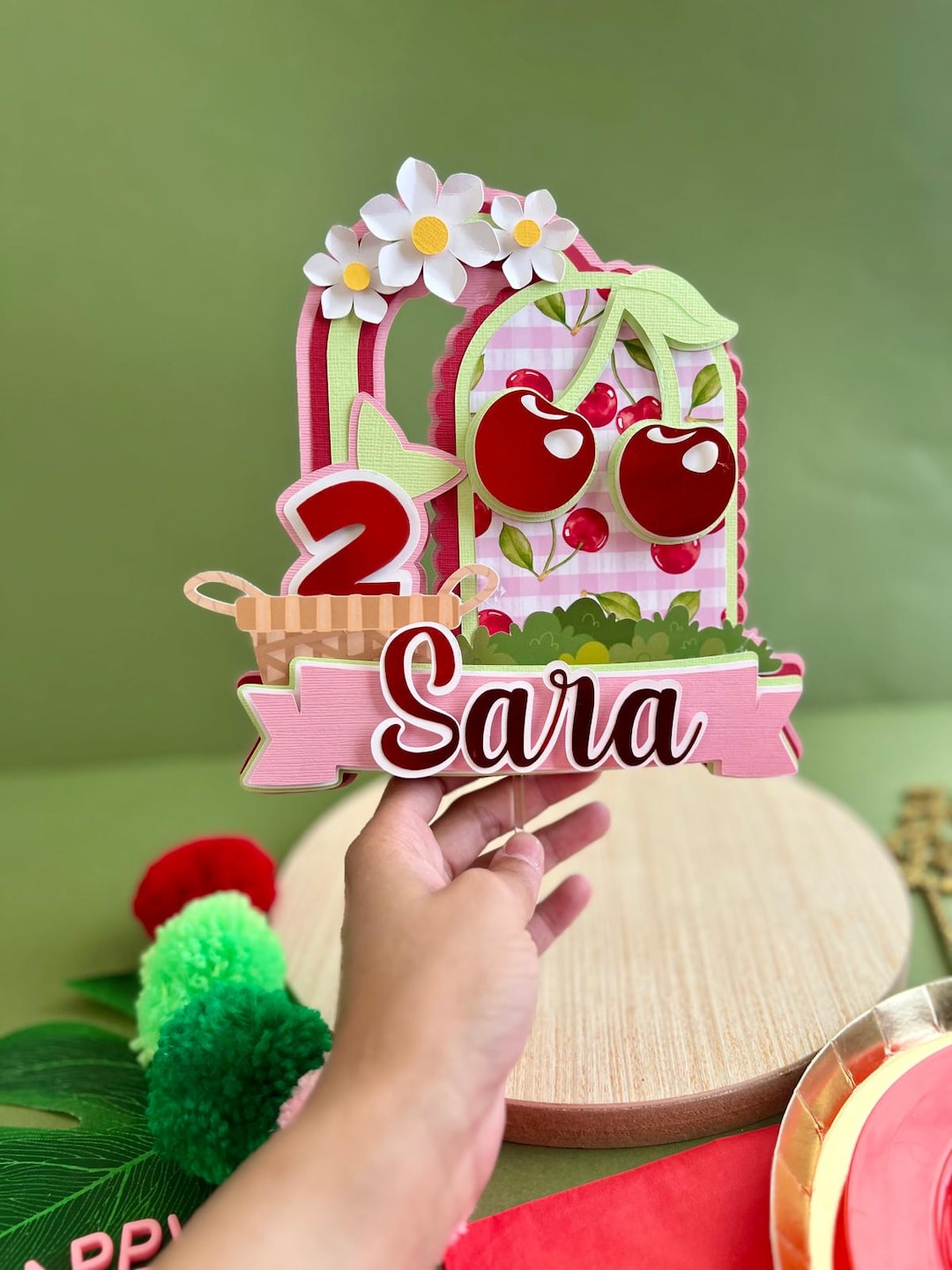 Cherry Cake Topper- Cherry Party - Cherry Birthday - Etsy