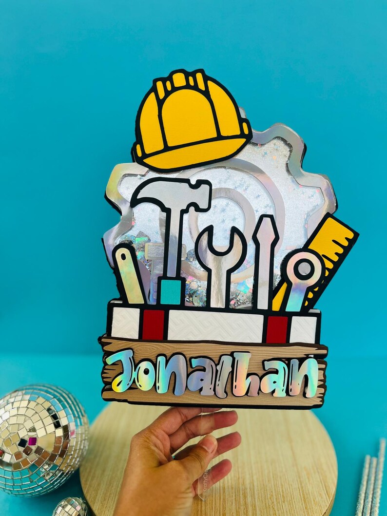 Construction Cake Topper Shaker- Construction Party- Construction Birthday - Etsy