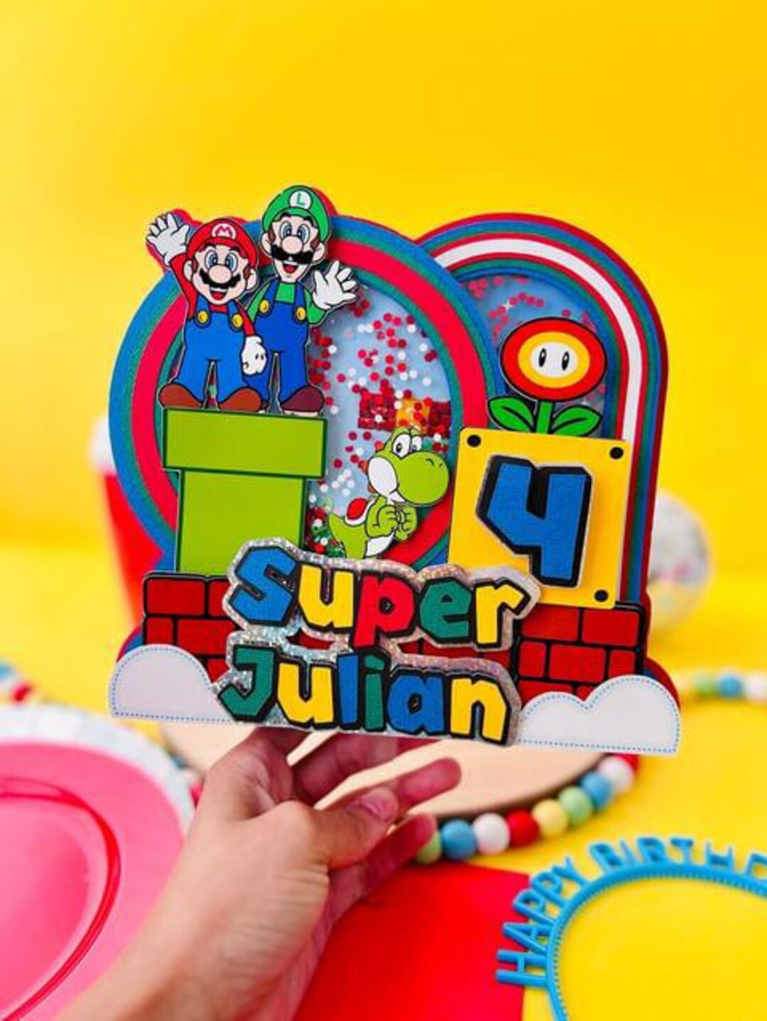 Super Mario Cake Topper Shaker Super Mario Birthday Super Mario Party ...
