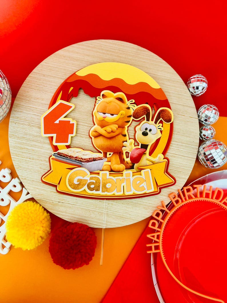 Garfield Cake Topper- Garfield Party- Garfield Birthday - Etsy