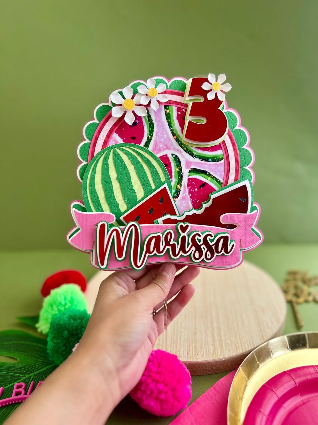 Watermelon Cake Topper- Watermelon Party- Watermelon Birthday - Etsy