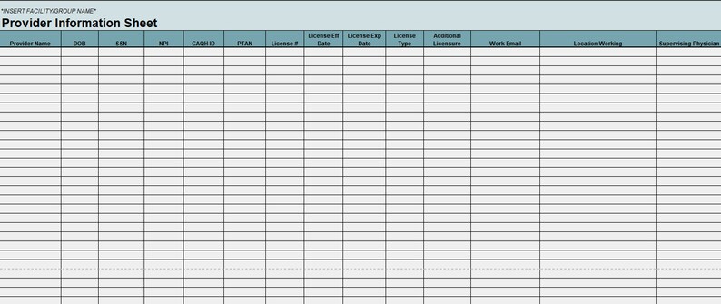 Credentialing/provider Enrollment Spreadsheet Package - Etsy