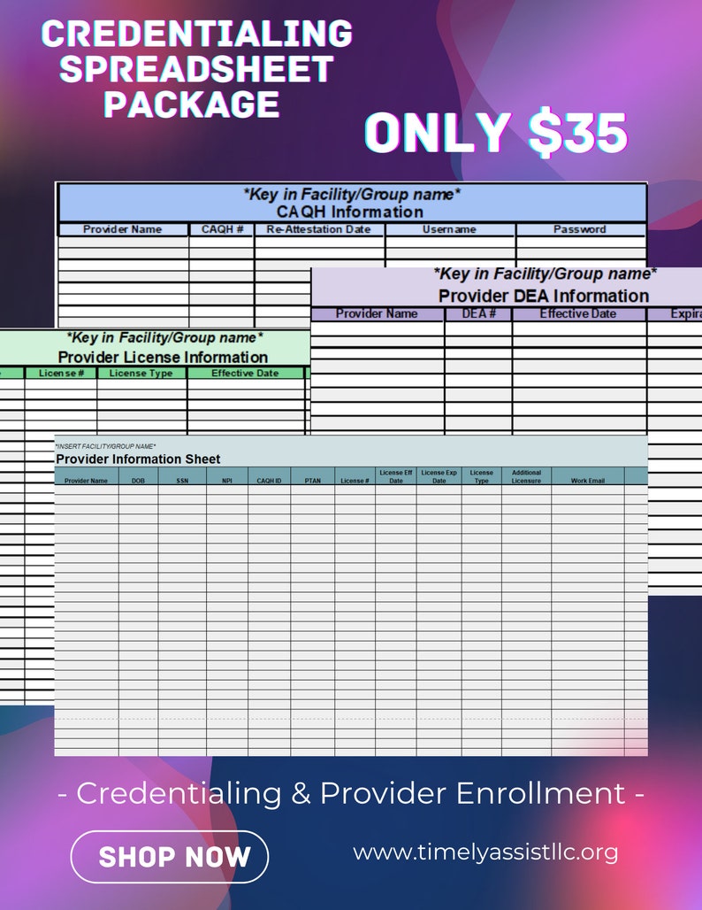 Credentialing/provider Enrollment Spreadsheet Package - Etsy