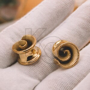 Swirl Ear Gauge With Pattern Gauge & Plug Earrings Saddle Plug Gauges for Stretched Ears Spiral ...