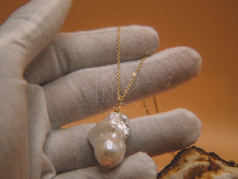 Irregular Freshwater Pearl Pendant Necklace, Gold Chain - Etsy
