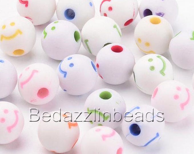 50 Assorted Plastic Acrylic Smiley Face 8mm Round Smile Beads - Etsy
