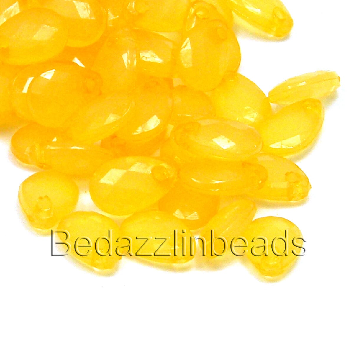 100 Little 9mm Translucent Plastic Acrylic Faceted Teardrop Drop Bead ...