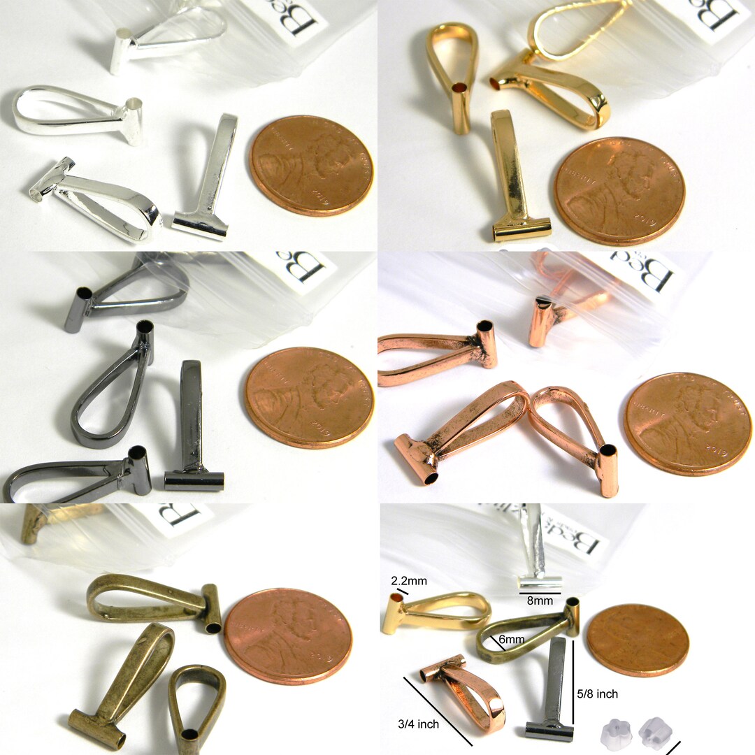 5 Small Horizontal Plated Brass Metal Brooch Converter Findings for ...