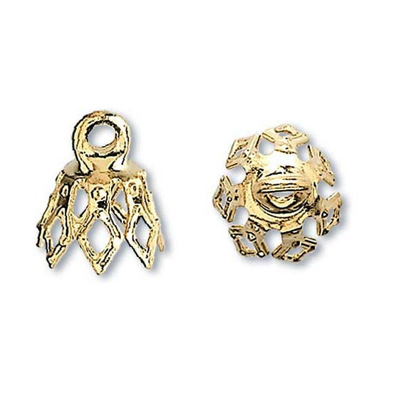100 Raw Brass Bell Bead End Charm Caps With Loop & 7 Filigree - Etsy