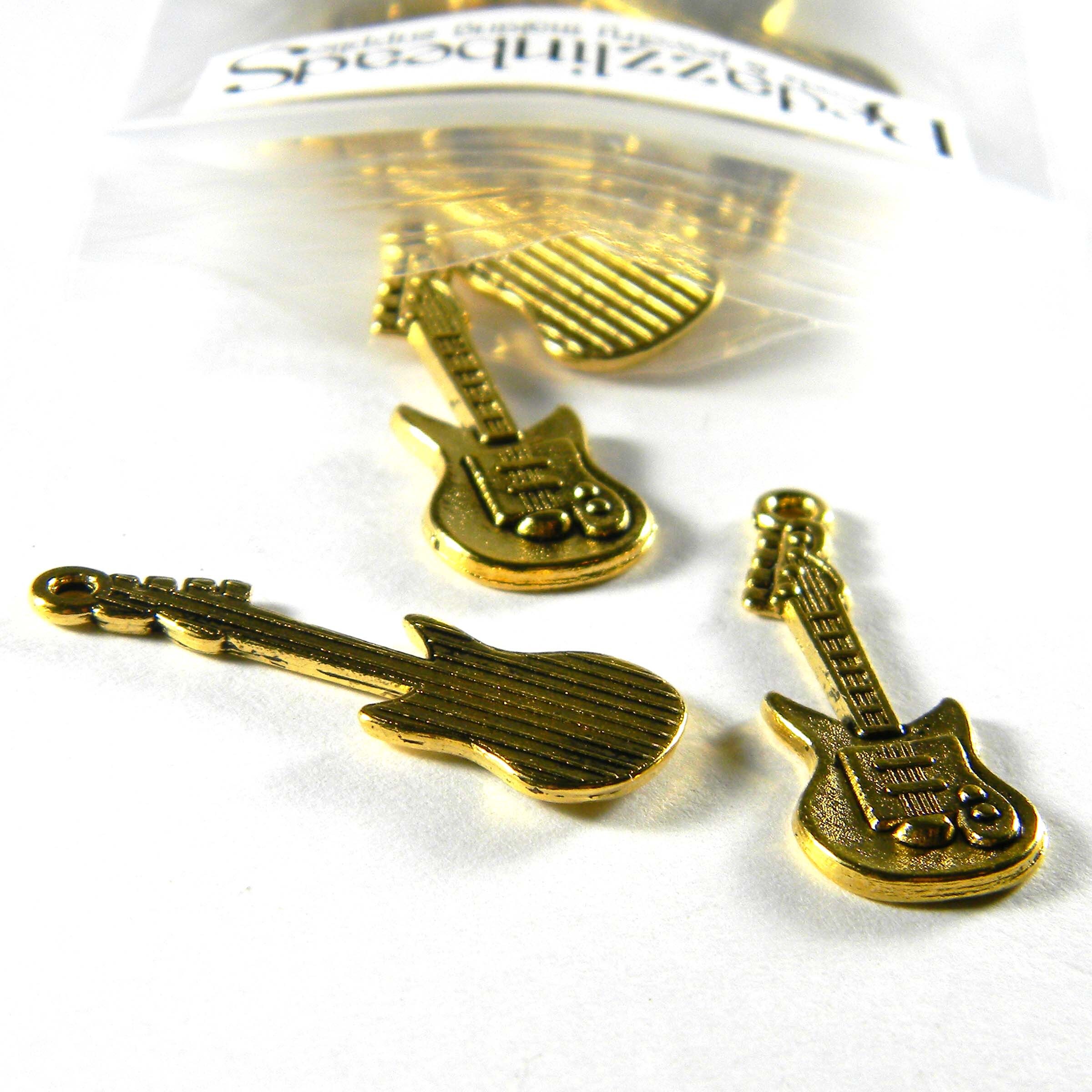 10 Electric Stringed Guitar Music Instrument Charms Plated | Etsy