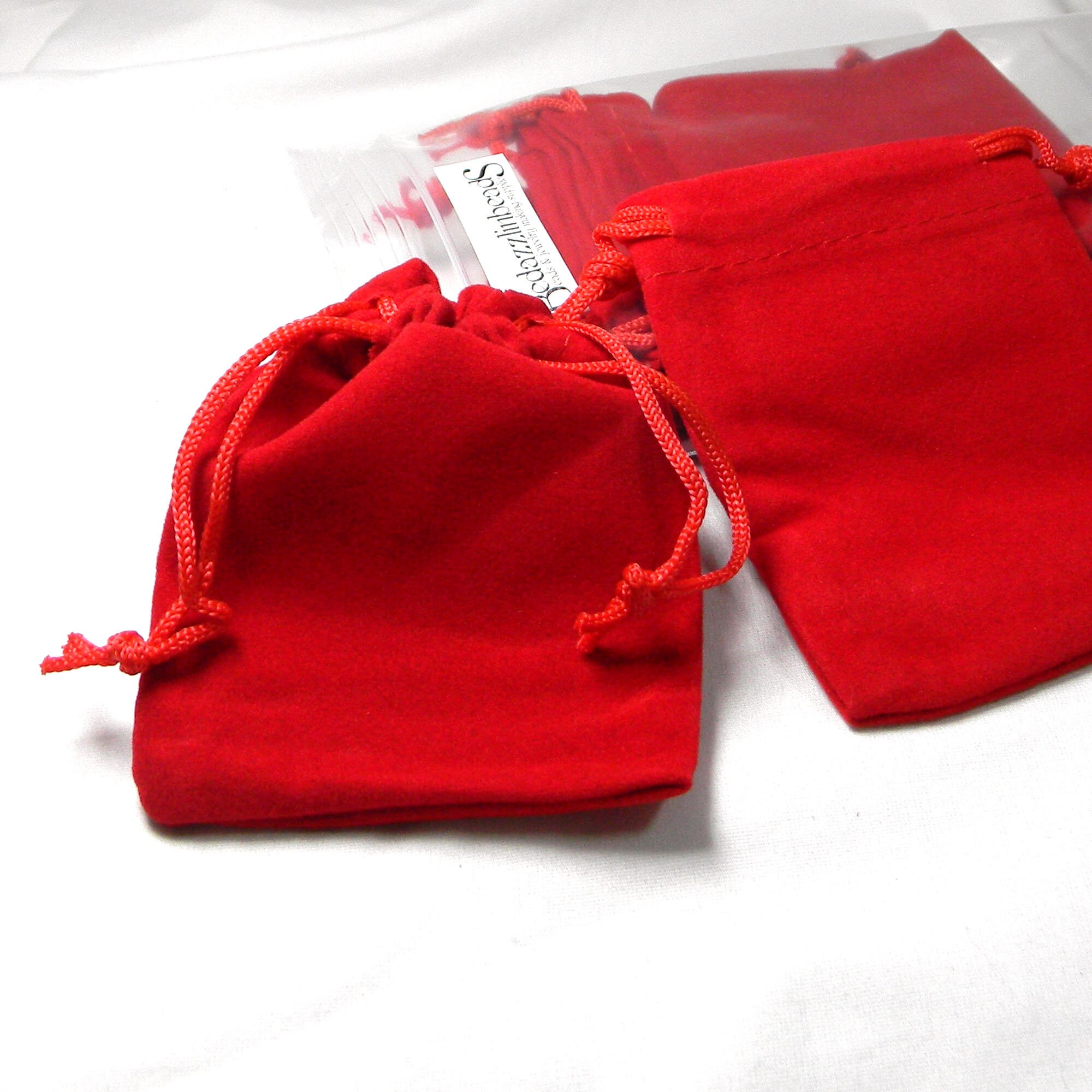 5 Soft Bright Red 3 1/2 X 2 3/4 Inch Little Velvet Cloth Gift Bag ...