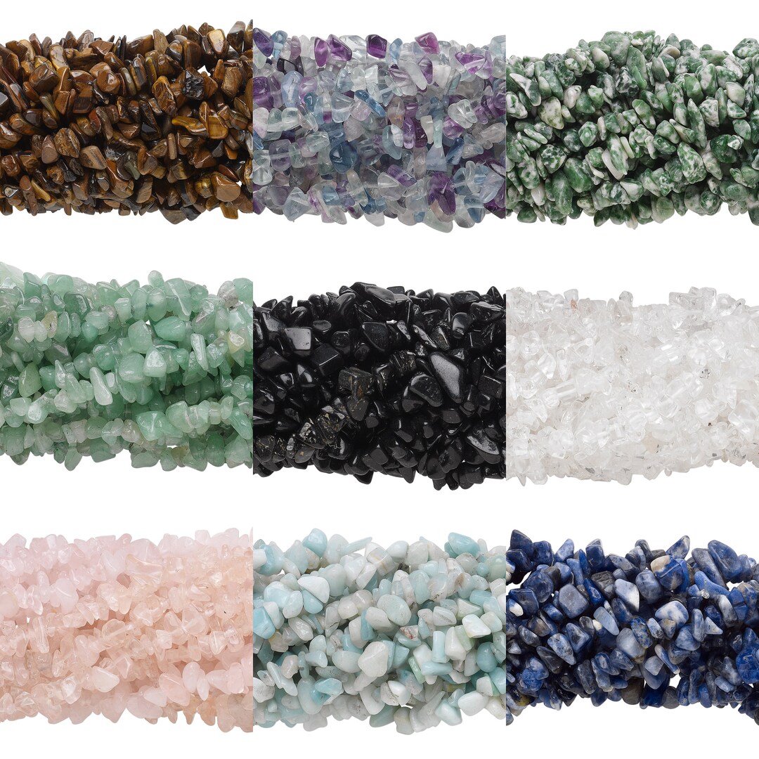 50 Natural Genuine Gemstone Stone Chip Beads in an Assorted Mix of ...