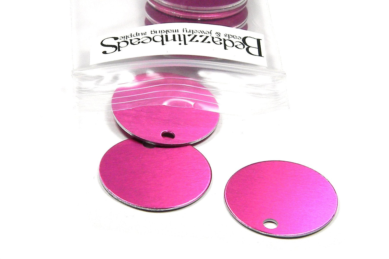 10 Bright Magenta Pink Anodized Aluminum 1 Inch Flat Round Stamping ...