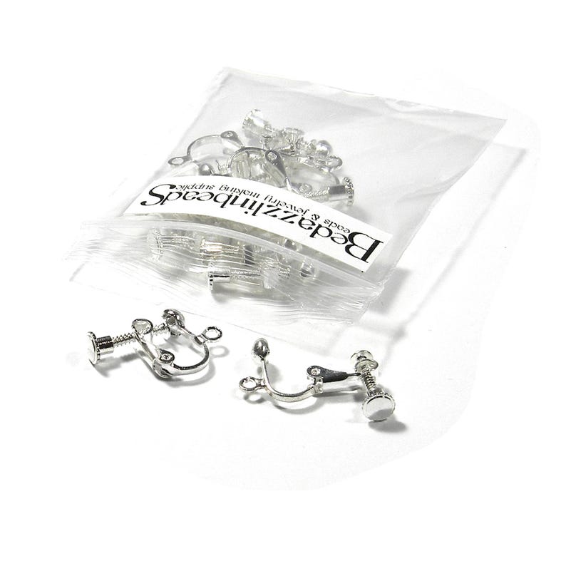 10 Adjustable Clip on Earring Findings With Secure Screw Back & Ball ...