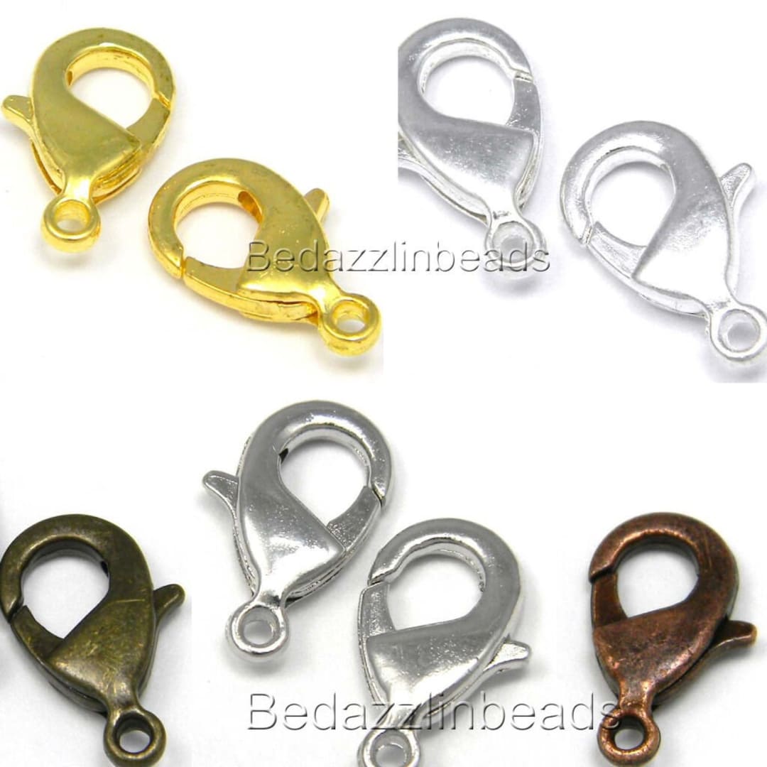 10 Lobster Claw Clasps 15mm Long With Lever & Closed Loop Plated Over a ...